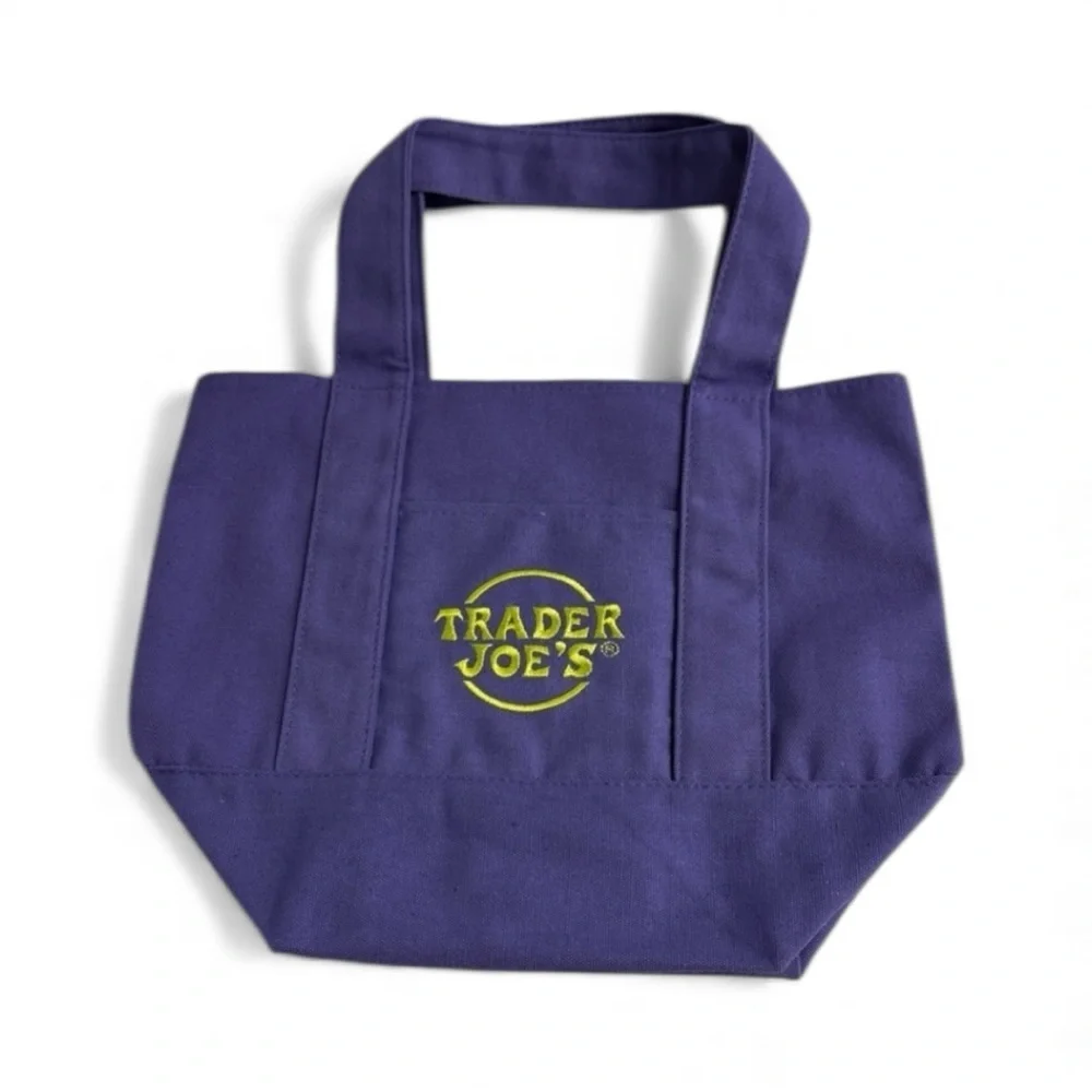 Trader Joe'S | Bags | Trader Joes Viral Purple Canvas Tote Bag Blue ...